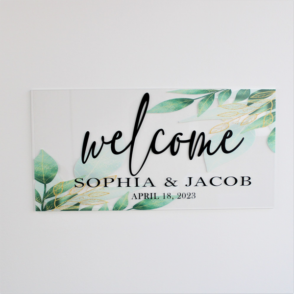 Elegant Wedding Welcome Sign - 12X24 Acrylic - Bridesmaid Gifts Boutique